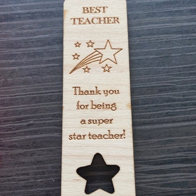 Personalised Wooden Teacher Bookmark, Book Lover Reading Gift, End of ...