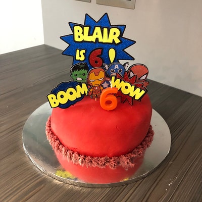 Superhero / Comic Book Themed Cake Topper personalised birthday Custom Avengers - Etsy UK