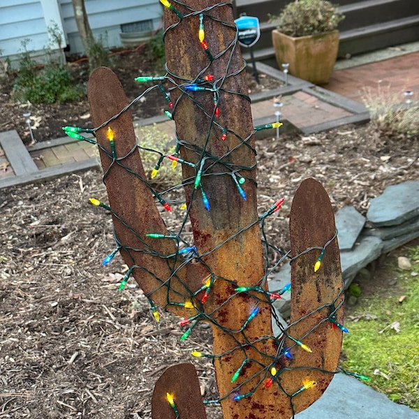 Metal Cactus, Rustic Cactus, Southwest Yard Art, Yard Art, Rusty Yard ...
