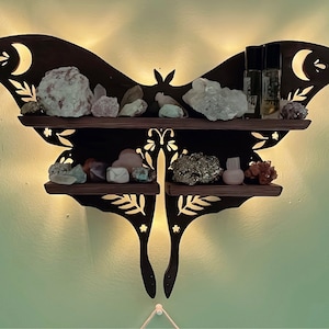 Luna Moth Shelf, Luna Moth Lamp, Luna Moth, Wooden Crystal Shelf, Luna ...