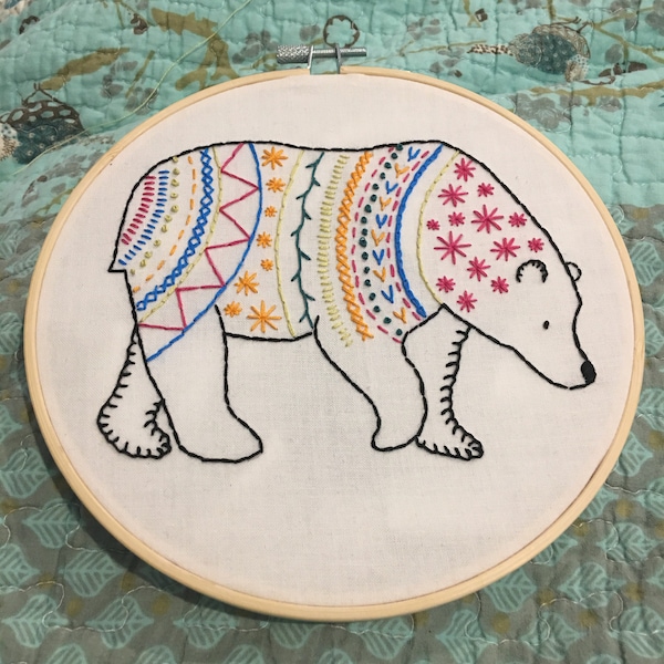 Bear Embroidery Kit - Embroidery Kit for Beginners - Embroidery Sampler ...