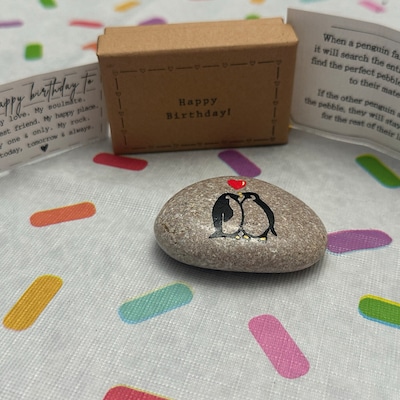 Penguin Pebble Romantic Gift for Girlfriend Boyfriend Small Anniversary ...