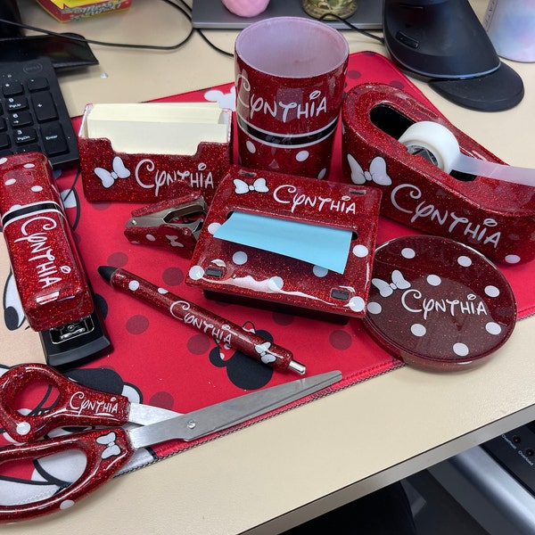 Mouse Desk Set, Minnie Stapler, Personalize Desk Set, Office Supply ...