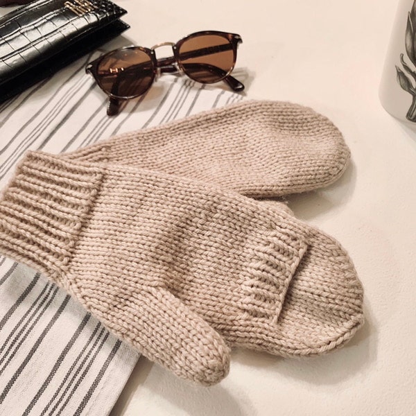 Knitted Wool Mittens Blue Hand Knitted Mittens Warm Winter Mittens ...