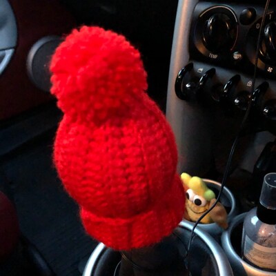 30 COLOURS Custom Gear Knob Stick Shift Cover Crochet Knitted Pom Pom ...