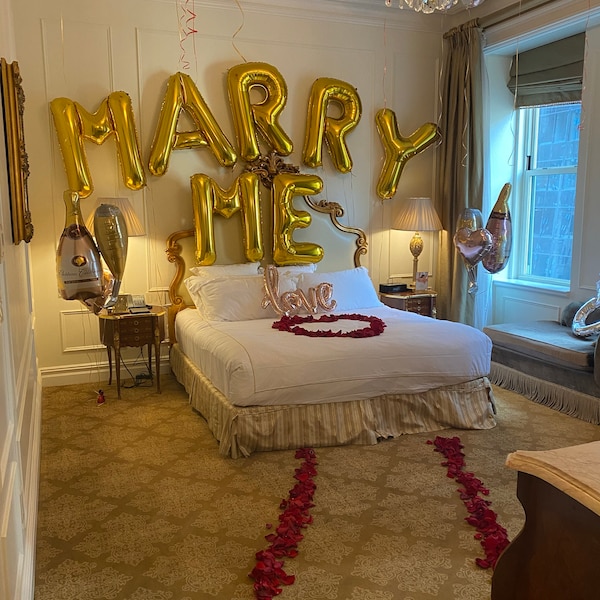 Huge 40" "marry Me" in Gold-silver Foil Balloons, Proposal and ...