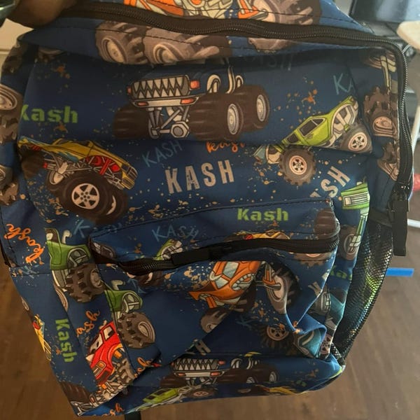 Personalized Monster Truck Backpack, Custom Name Gift for Toddler Boy ...