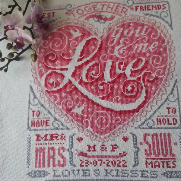 Wedding Love - Customisable Wedding Cross Stitch Pattern (digital ...