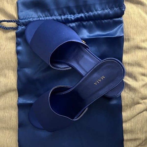 Royal Blue Silk Slides | Womens Shoes | Made in Italy - Etsy