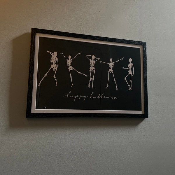 Halloween Printable Art, Dancing Skull Print, Halloween Wall Art ...