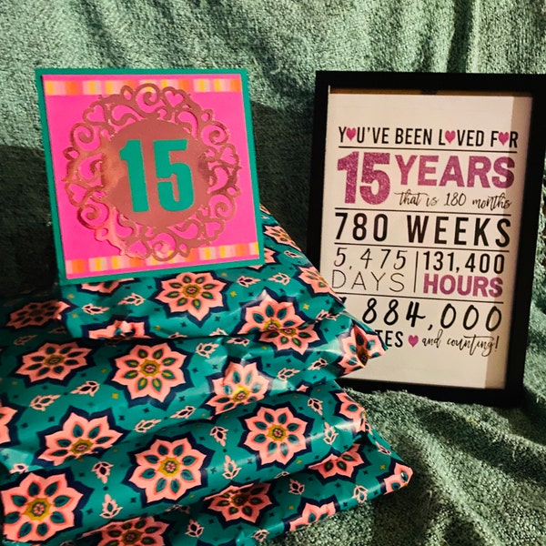 Hot Pink 15th Birthday Sign, You Have Been Loved for 15 Years Sign ...