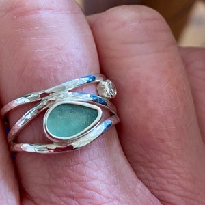 Sea Glass Engagement Ring. Sterling Silver Sea Glass and | Etsy