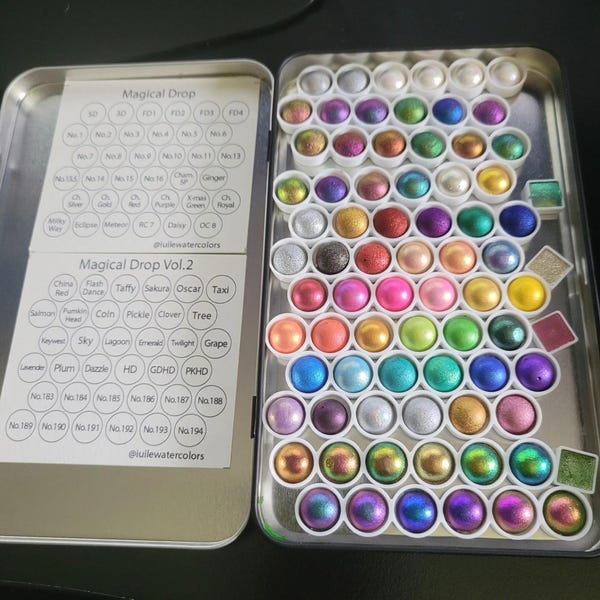 1 & 2 Magical Drop Tiny Sampler Set Handmade Shimmer Hologram Color ...