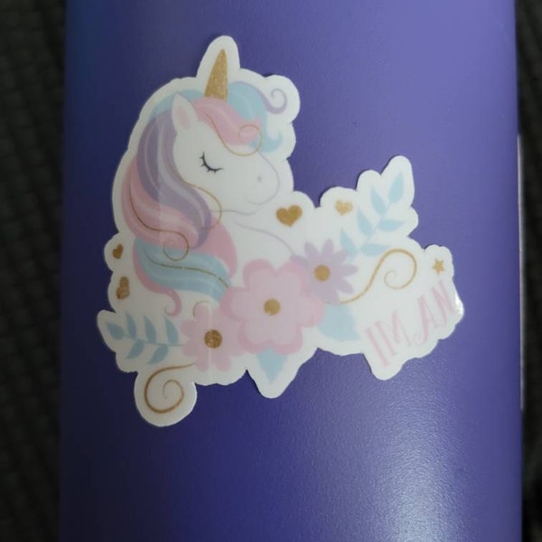 Personalized Unicorn Sticker, Laptop Sticker, Custom Water Bottle ...