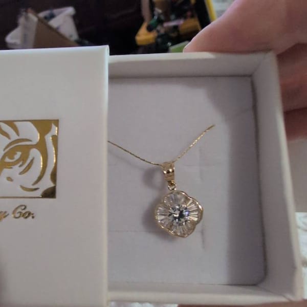 14k Solid Gold Elegant Square Necklace, Small Everyday Necklace ...