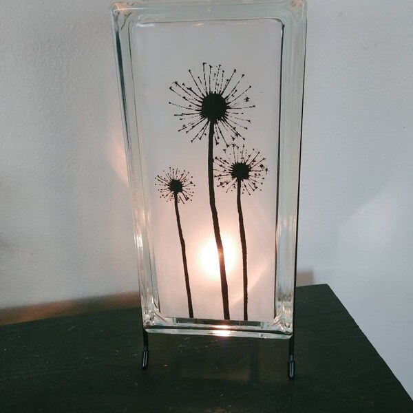 Lotus Lighted Glass Block, Zen Decor, Tropical Decor, Upcycled Retro ...