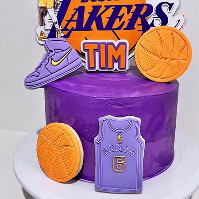 Inspired by Los Angeles Lakers NBA Team Cake Topper Personalised Cake ...