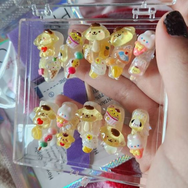 Grunge Fairycore Nails/ Handmade Press on Nails/ Hand Sculpted 3d Nails ...