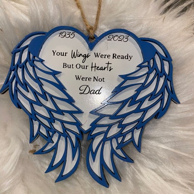 SVG Laser Cut File Memorial Angel Heart Christmas Ornament Angel Wings ...