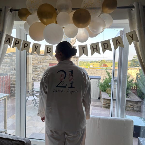Personalised Satin Pyjamas 30th Birthday ,18th 21st Birthday Pajamas ...