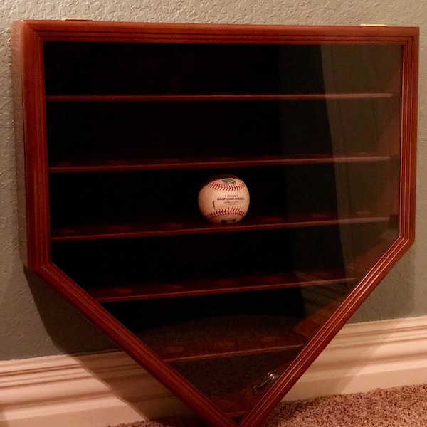 30 Baseball Display Case Cabinet Holder Rack Home Plate Shaped W/98% UV ...