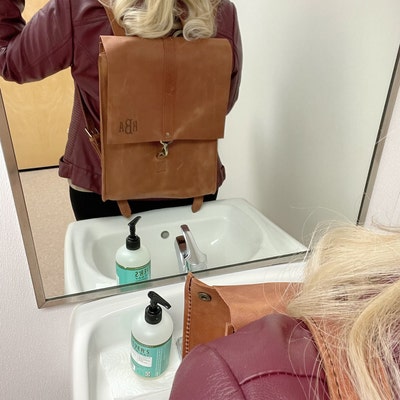 Leather Presonalized Backpack. Engraved Bag for Women for Office ...