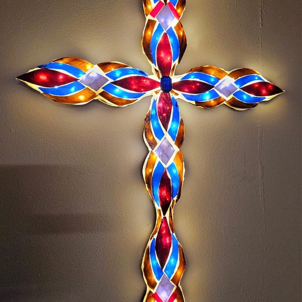 Illuminated Stained Glass Cross - Etsy