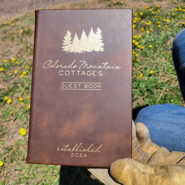 Personalized Cabin Guest Book, Engraved Leather Notebook, Lake House ...