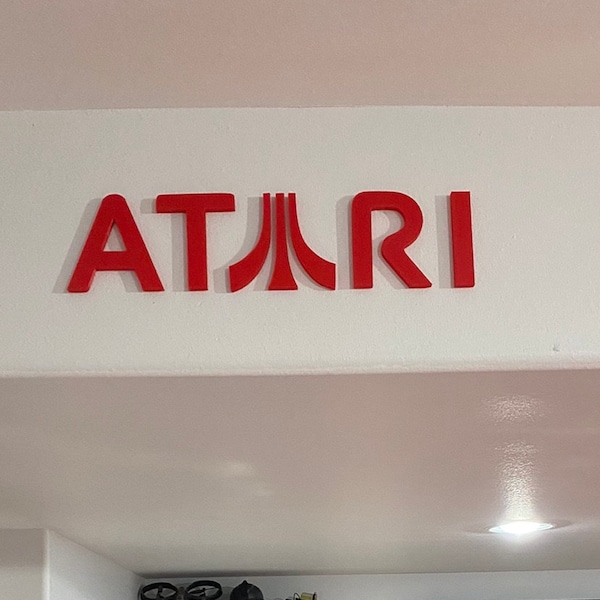 Huge! 19" Atari Video Game Logo Sign (man Cave, Game Room, Wall Art ...