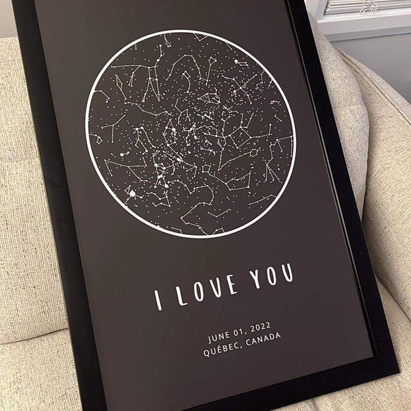 Custom Star Map Print Personalized Gift for Her | Constellation Map ...