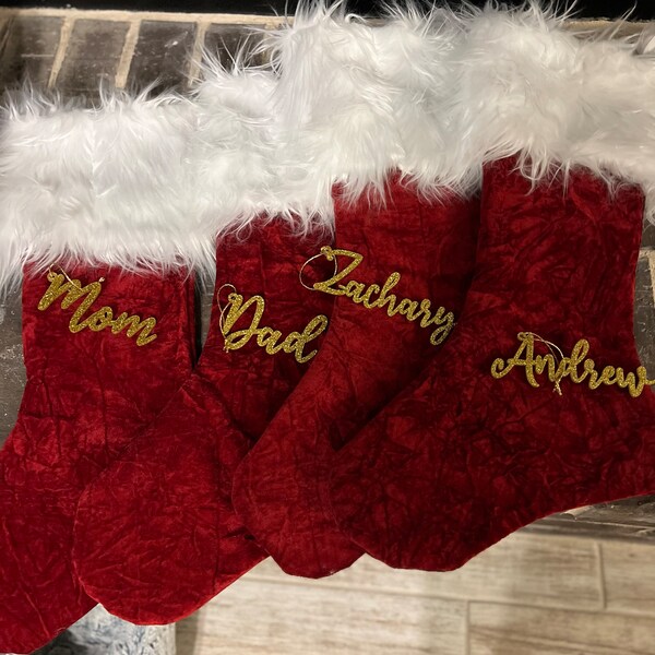 Red Velvet Christmas Stocking, Traditional Christmas Stocking ...