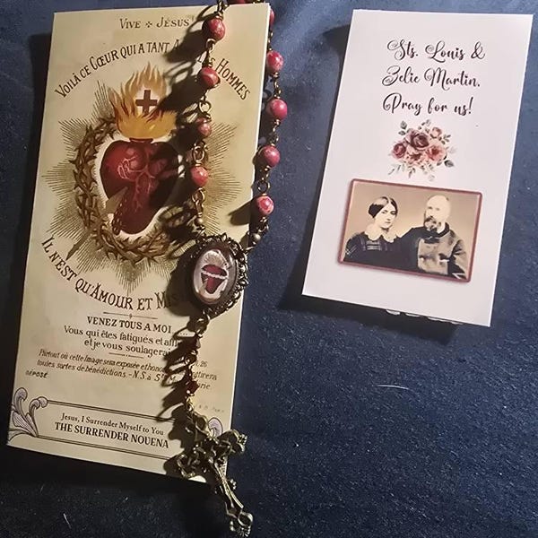 Surrender Novena Prayer Card and Wire Wrapped Chaplet~catholic Rosary ...