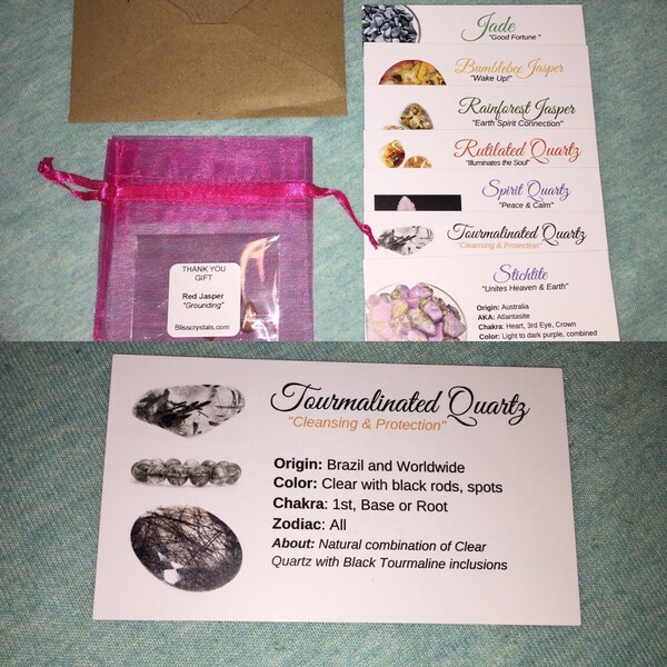 TOURMALINATED QUARTZ Crystal Information Card, Double Sided #HC104 - Etsy
