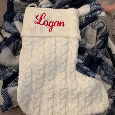 Knit Stocking, Cable Knit Monogram Stocking, Monogram Christmas ...