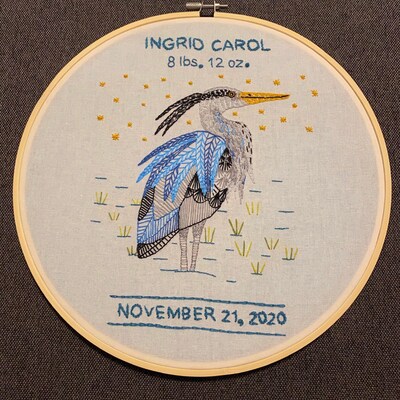 Heron Embroidery Hoop Art Pattern Instant Download Bird Hand Embroidery ...