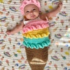 Crochet (0-1M) Baby Ice Cream Cone Cocoon Set, Photo Prop Baby Gift - Etsy