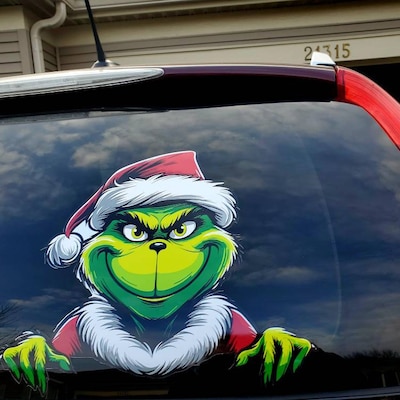 Mischievous Peeking Grinch Vinyl Car Decal Durable, Weatherproof Car ...
