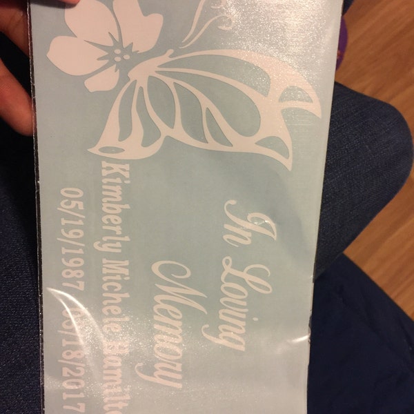 In Loving Memory Butterfly Car Decal, Personalized Memorial Window ...