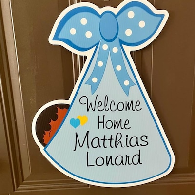 Welcome Home Baby Door Sign, Hospital Door Hanger, Stork Decoration ...