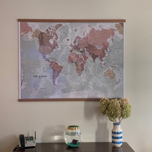 Executive Map of the World Wall Hanging, Map, Home Decor, Push Pin Map ...