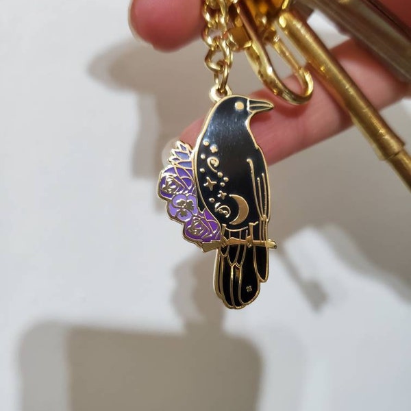 Crow Keychain Bird Keychain Cute Keychain Bird Lover Witch Keychain ...