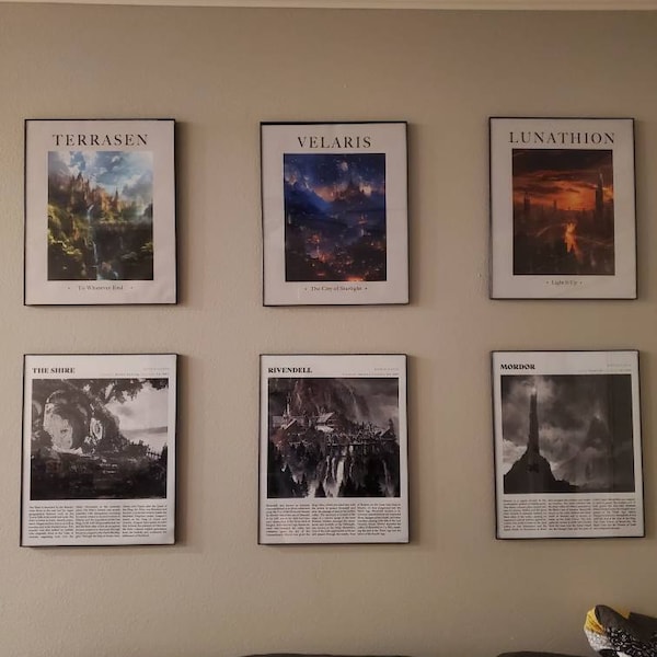 Lord of the Rings Poster Set | LOTR Art | Modern LOTR Prints | Middle ...