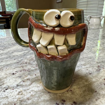 Ug Chug Face Jug. Funny Sweet Tooth Kitchen Jar. Blue. Handmade ...