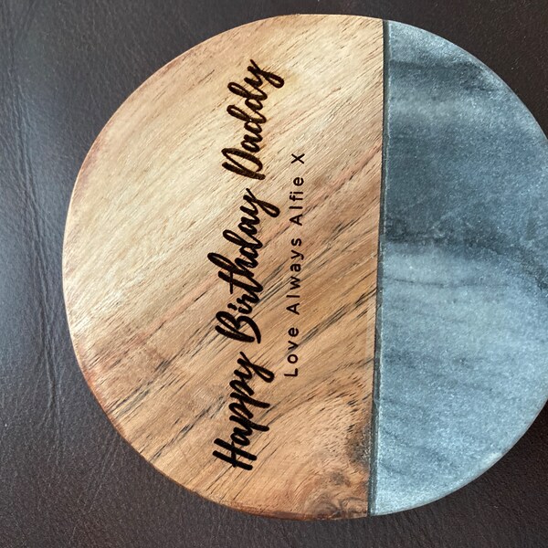 Personalised Marble & Acacia Coaster Inc Gift Box | 40th and 50th ...