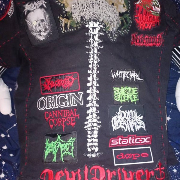 Spine Back Patch • Goth Patch • Patch Bone • Large Patch • Embroidered Patch • Skeleton • Horror ...