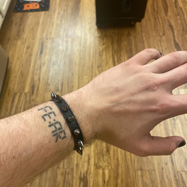 Spiked Skull Wristband Studded Genuine Leather Bling Skull Buckle ...