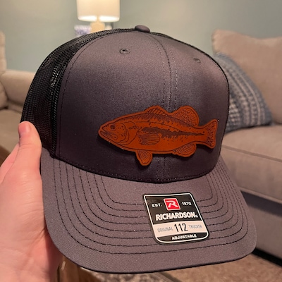 Largemouth Bass Patch Hat, Custom Richardson 112 Leather Patch Hat ...
