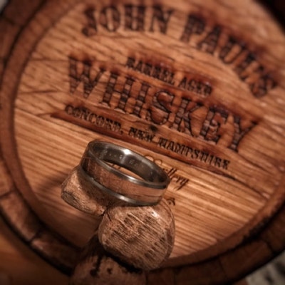 Unique Whiskey Barrel Ring for Him Custom Made Titanium and Wood Ring ...