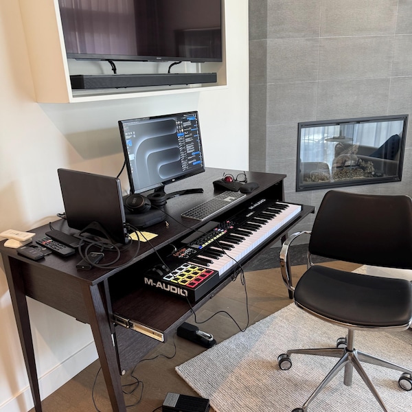 Music STUDIO DESK, Custom Sound Recording Table, Wood Furniture, Oak ...
