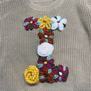 Custom Initial Flower Design Embroidered Baby and Toddler Knit Sweater ...